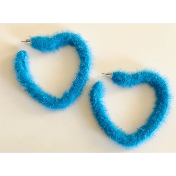 Jewelry | Heart Fuzzy Hoop Earrings | Poshmark